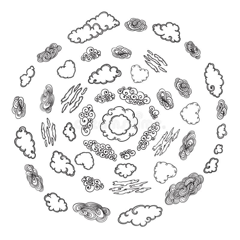 Sketch Monochrome Clouds Collection Stock Vector - Illustration of ...