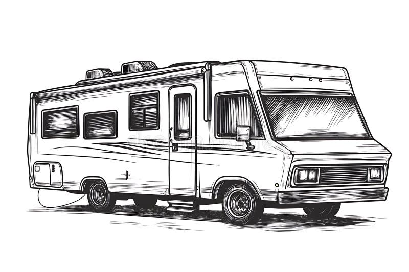 Sketch of a Motorhome stock illustration. Illustration of mobile ...