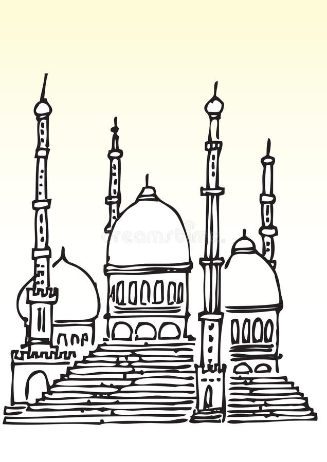 Sketch of Muslim mosque stock vector. Illustration of architecture ...