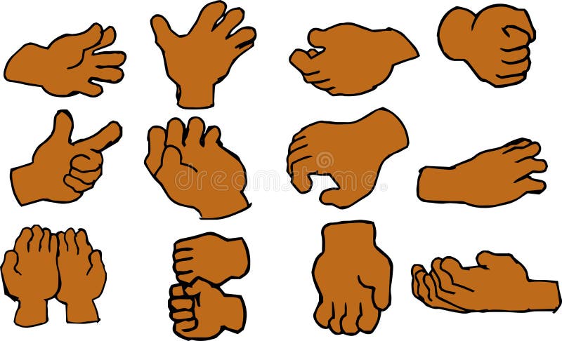 Sketch of Negro Hand Sign Set Stock Vector - Illustration of grasping ...