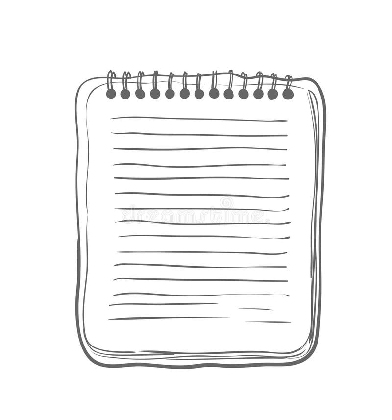 Hand Drawn Doodle Sketch Open Notebook, Clear Page Stock Vector ...