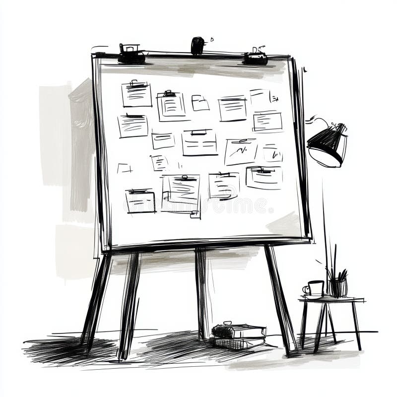 Sketch of a Notice Board Filled with Notes and Reminders Stock ...