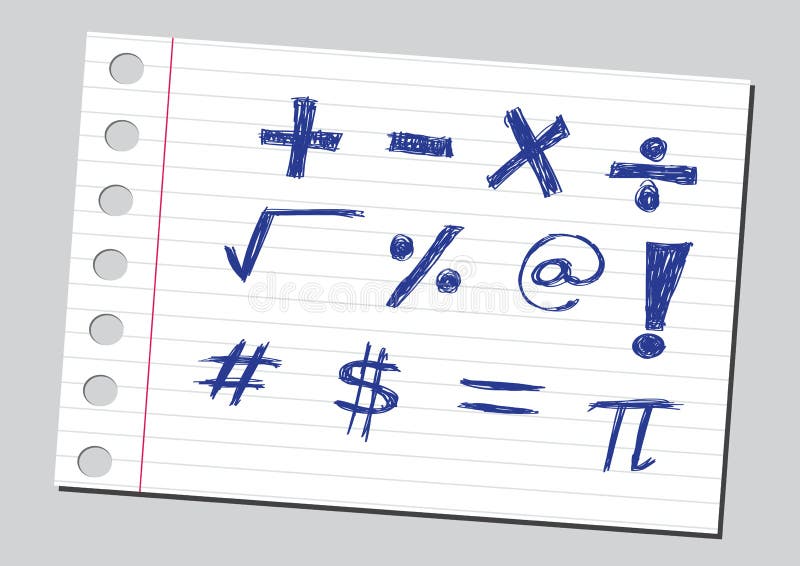 Sketch Numbers and Mathematics Symbols Stock Vector - Illustration of ...