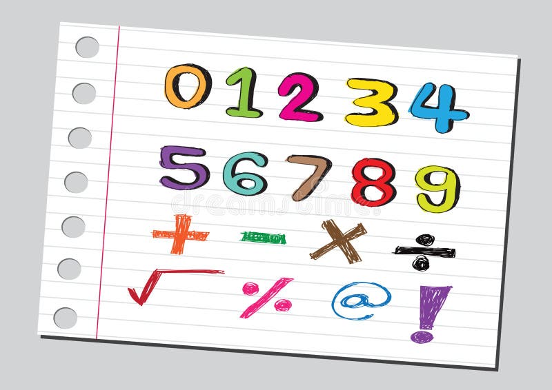 Sketch Numbers and Mathematics Symbols Stock Vector - Illustration of ...