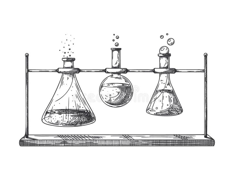 Sketch of Objects of a Chemical Laboratory. Glassware for a Chemical ...