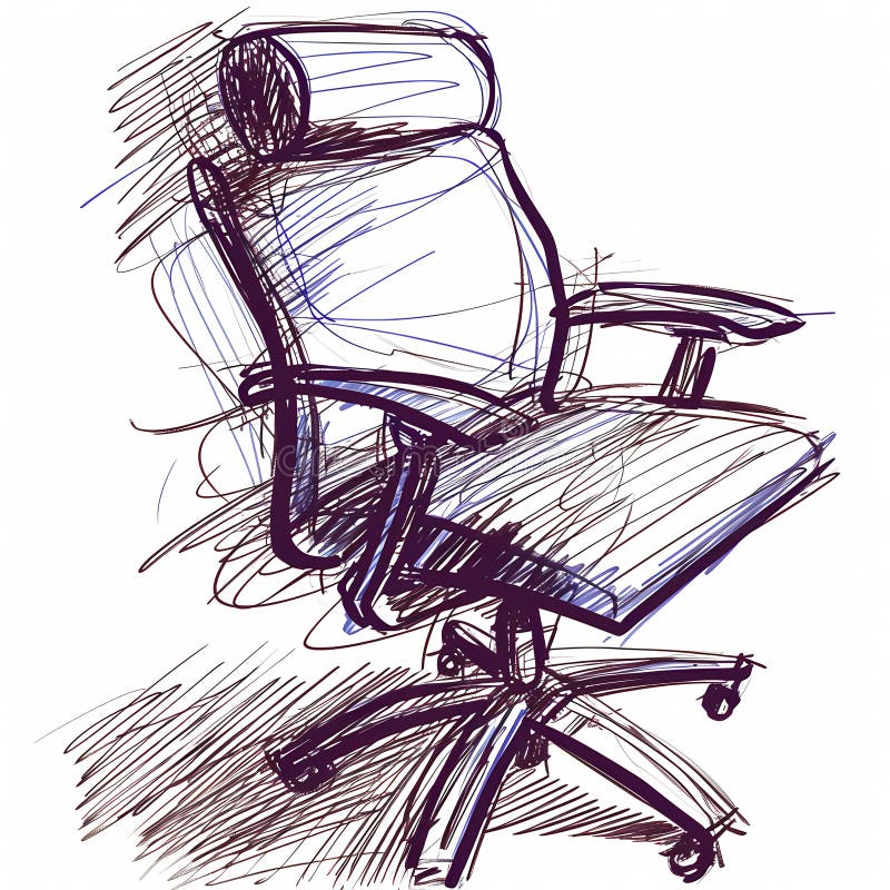Sketch of Office Chair, a Drawing of a Chair Stock Photo - Image of ...