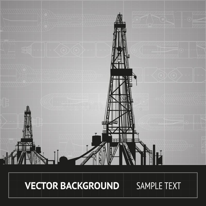 Oil rig silhouette. stock vector. Illustration of fuel - 36625925