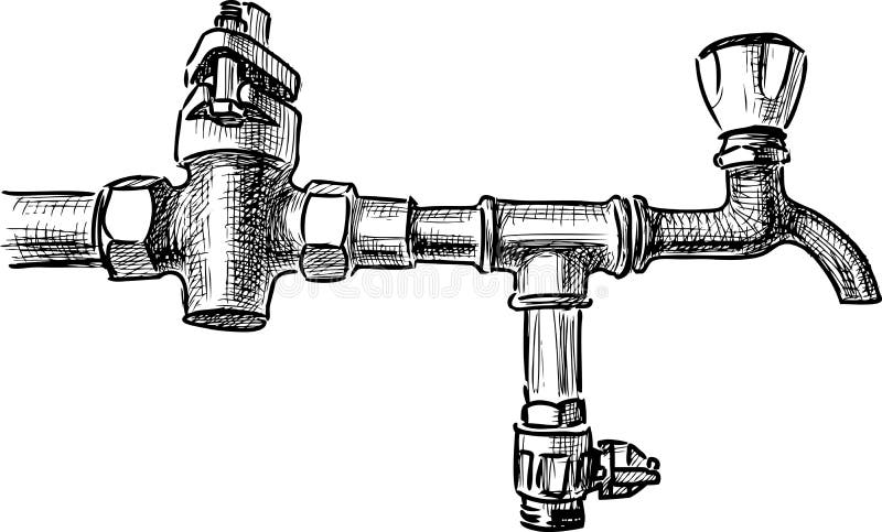 Sketch of an old water tap stock vector. Illustration of water - 143926162