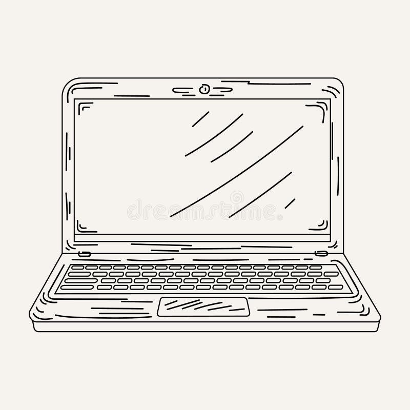 Sketch an Open Laptop in Vector Stock Vector - Illustration of black ...
