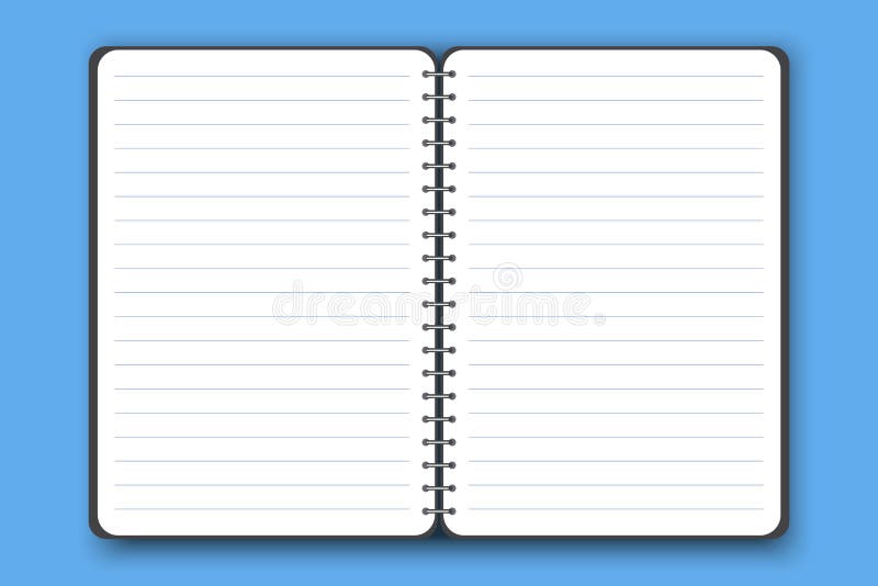 Sketch Open Notepad Blue Background. Notebook Paper. Vector Drawing ...