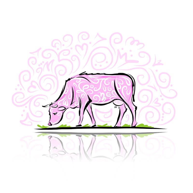 Cow Drawing Ornamental Stock Illustrations – 259 Cow Drawing Ornamental ...