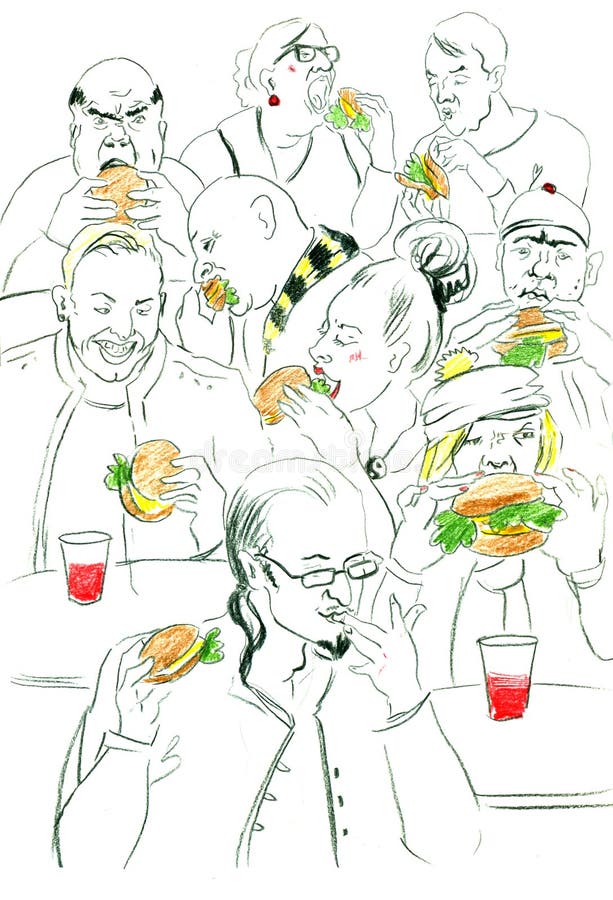 Drawing Eating Pencil People Stock Illustrations – 119 Drawing Eating ...