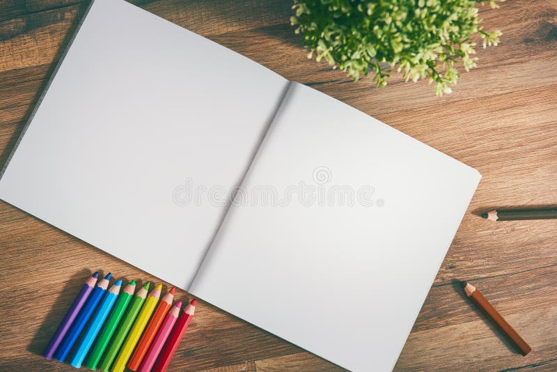 Sketch Pad and Colored Pencils Stock Image - Image of colorful ...
