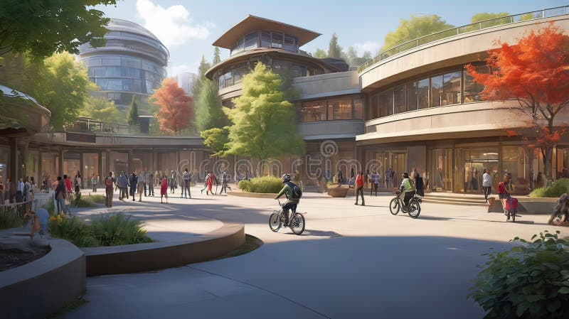 Sketch of Panoramic Design on the Square with 3-storey Round Buildings ...