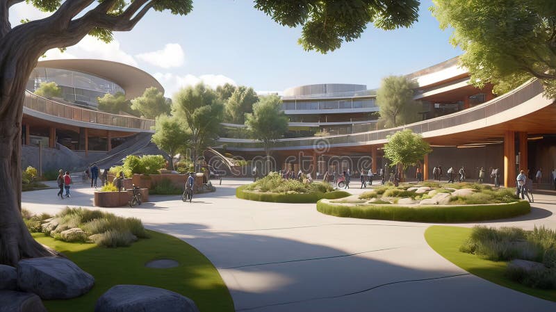 Sketch of Panoramic Design on the Square with 3-storey Round Buildings ...