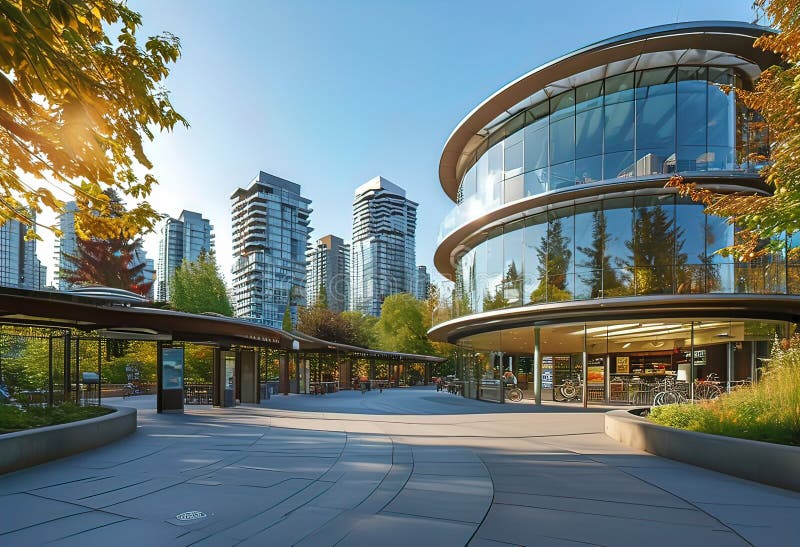 Sketch of Panoramic Design on the Square with 3-storey Round Buildings ...