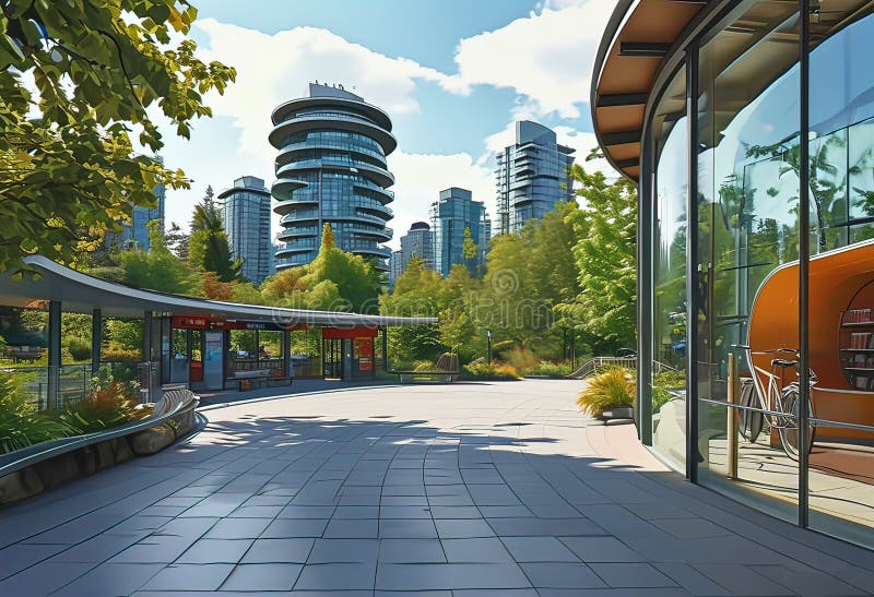 Sketch of Panoramic Design on the Square with 3-storey Round Buildings ...