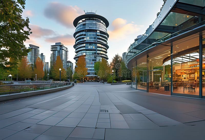 Sketch of Panoramic Design on the Square with 3-storey Round Buildings ...