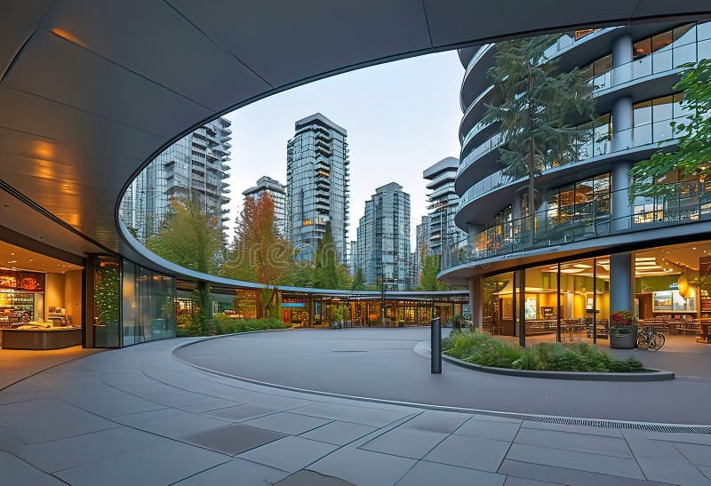 Sketch of Panoramic Design on the Square with 3-storey Round Buildings ...