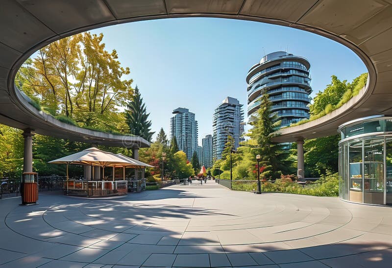 Sketch of Panoramic Design on the Square with 3-storey Round Buildings ...