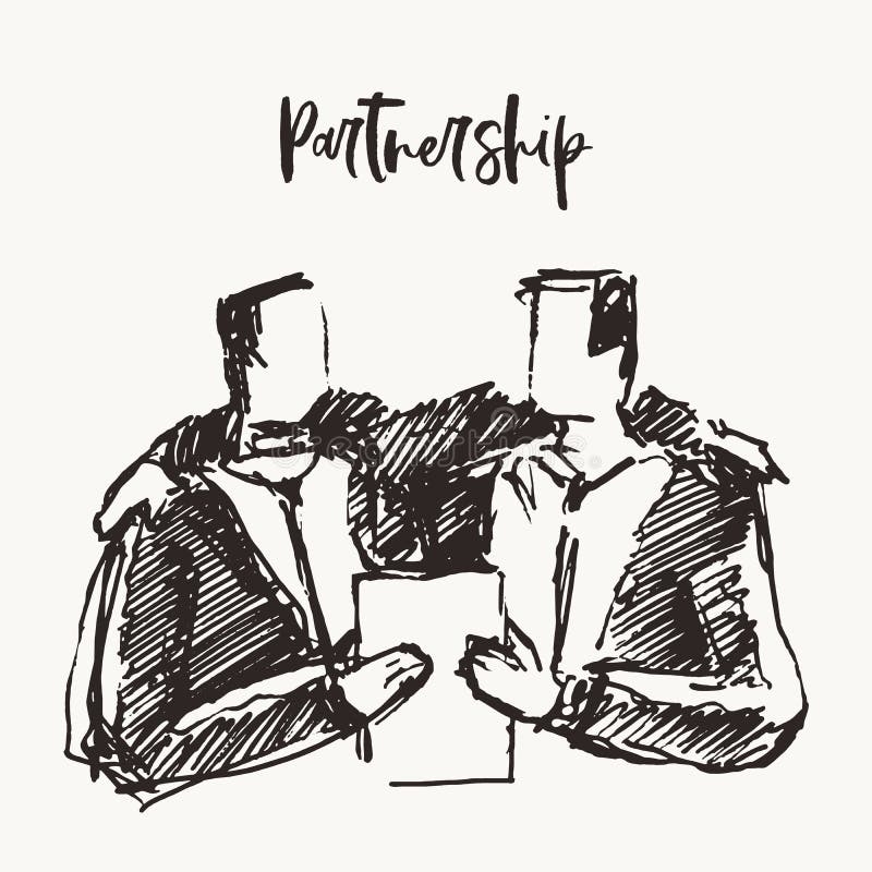 Sketch Partnership Teamwork Business Deal a Vector Stock Vector ...