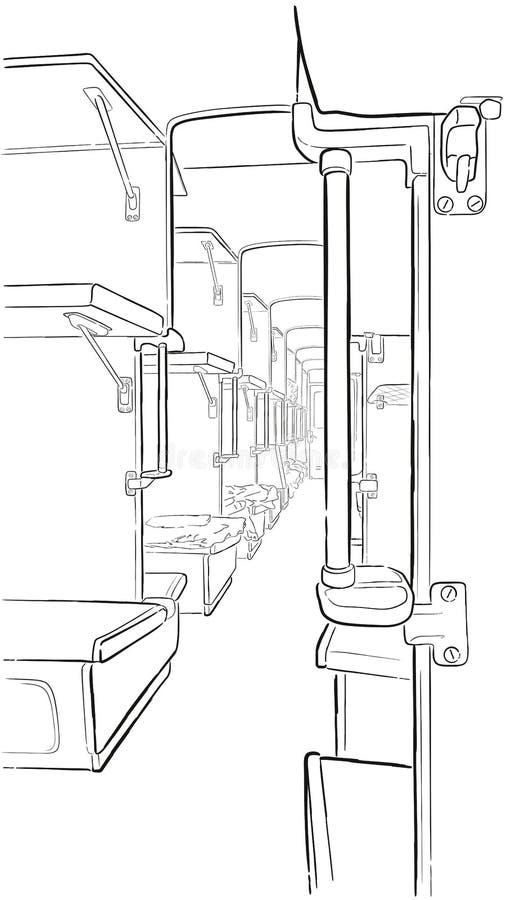 Sketch of Passenger Train Interior. Stock Vector - Illustration of ...