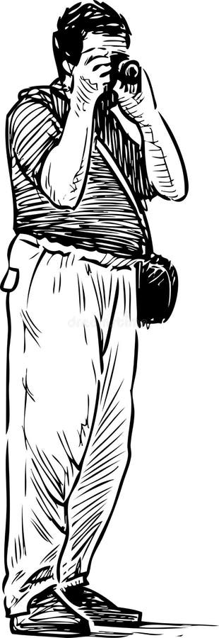 Sketch of a Person Taking Picture Stock Vector - Illustration of adults ...