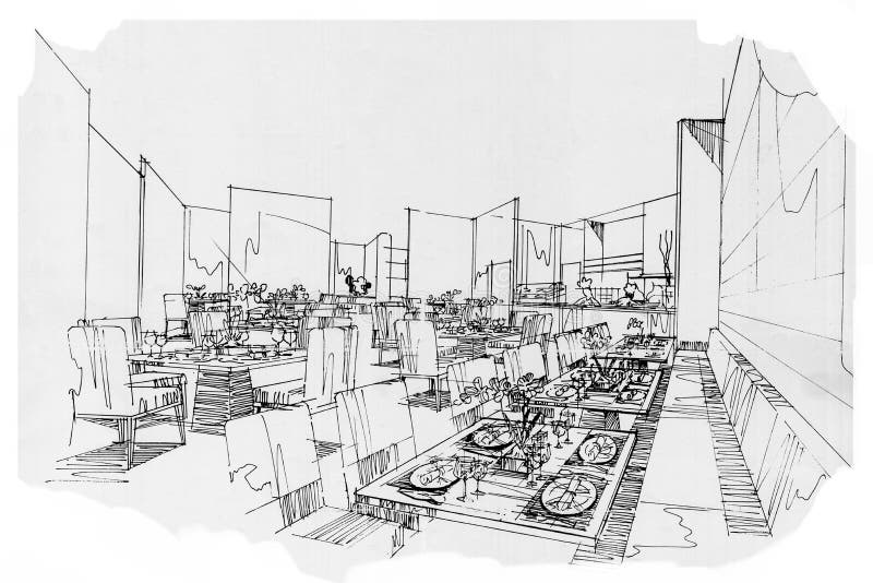 Sketch Perspective Interior All Day , Black and White Interior Design ...