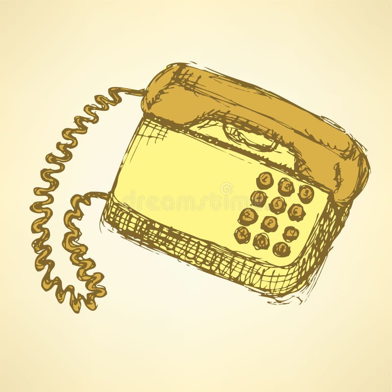 Sketch Phone in Vintage Style Stock Vector - Illustration of colorful ...