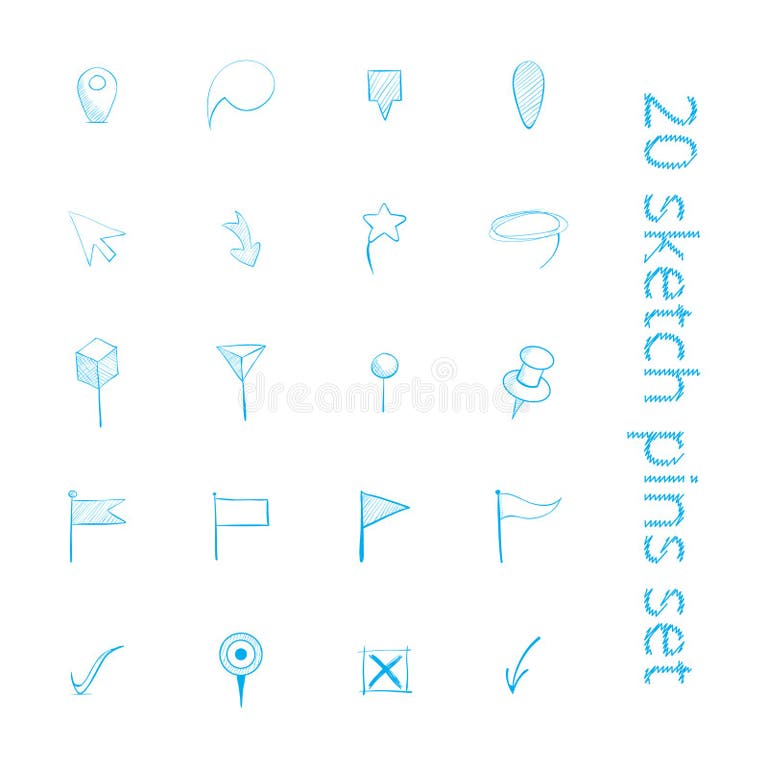 Sketch pins stock vector. Illustration of push, icon - 55112488