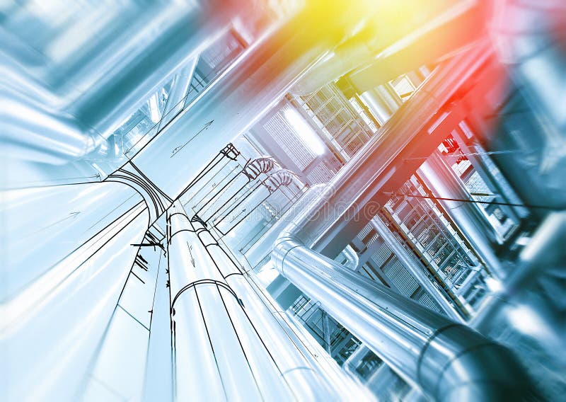 Sketch of Piping Design Concept. Motion Blur Effect Stock Image - Image ...