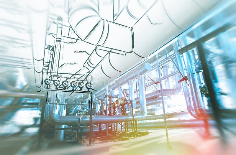 Sketch of Piping Design Concept. Motion Blur Effect Stock Image - Image ...