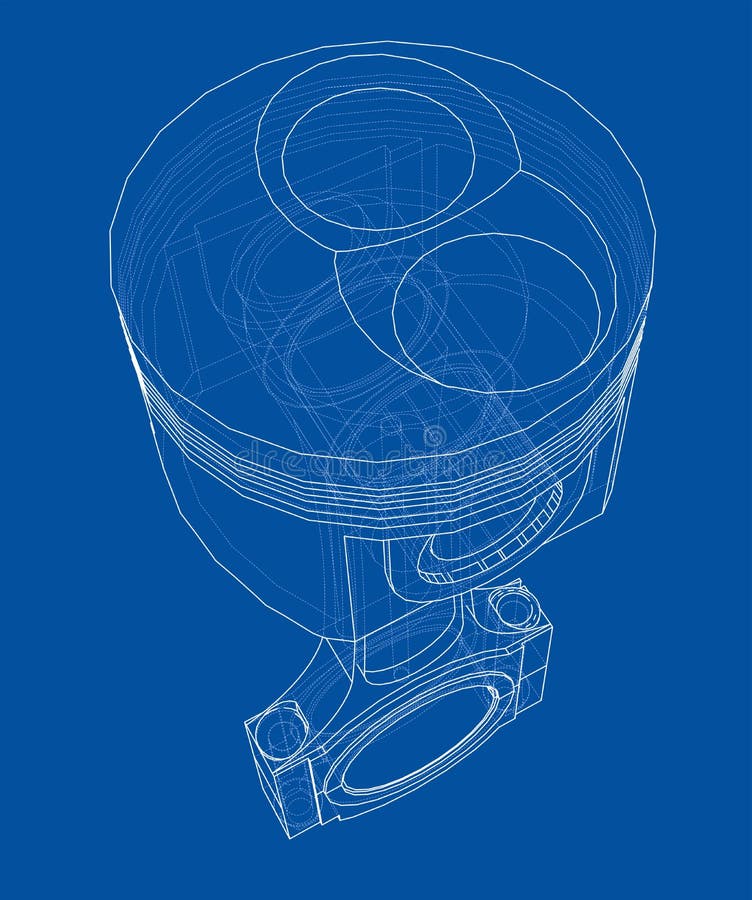 Sketch of Piston. 3D Illustration Stock Illustration - Illustration of ...