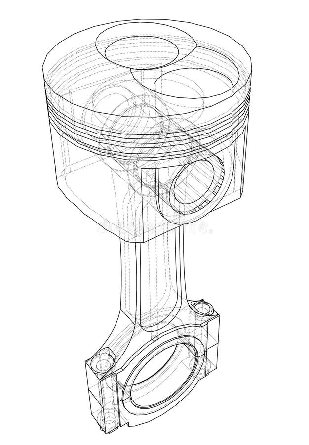 Sketch of Piston. 3D Illustration Stock Illustration - Illustration of ...
