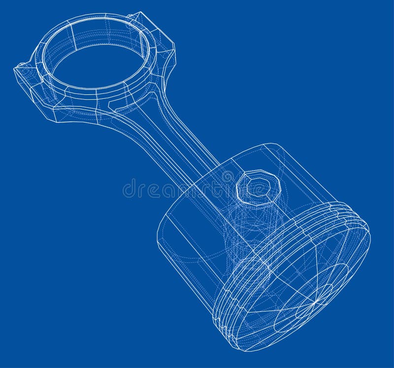 Sketch of Piston. Vector Rendering of 3d Stock Vector - Illustration of ...