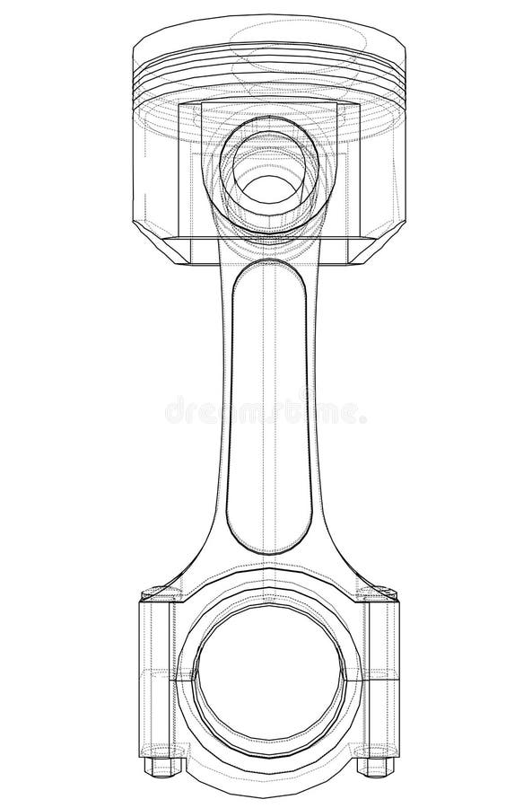 Sketch of Piston. 3D Illustration Stock Illustration - Illustration of ...