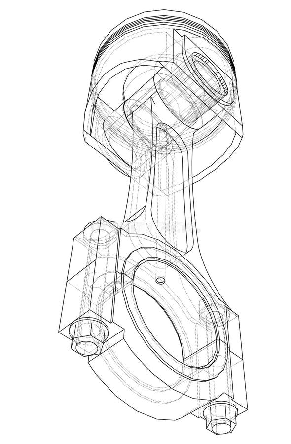 Sketch of Piston. Vector Rendering of 3d Stock Vector - Illustration of ...