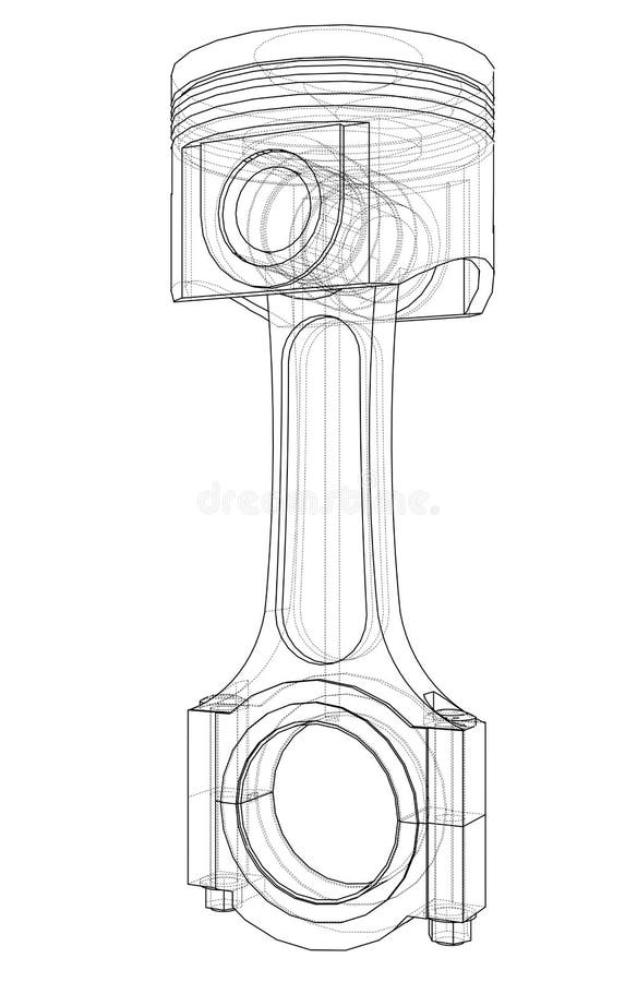 Sketch of Piston. Vector Rendering of 3d Stock Vector - Illustration of ...