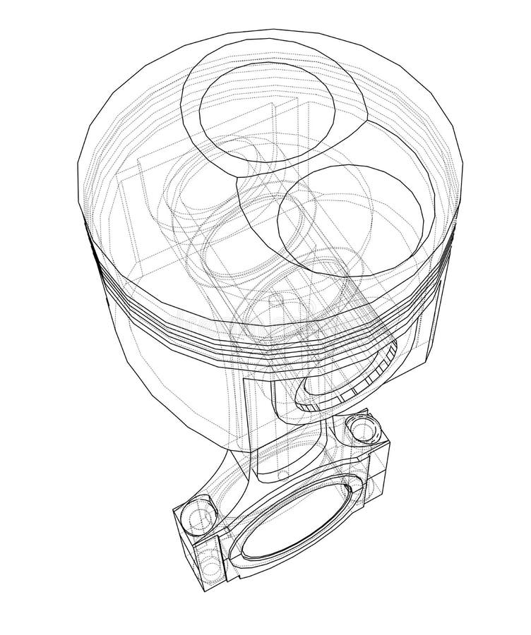 Sketch of Piston. Vector Rendering of 3d Stock Vector - Illustration of ...