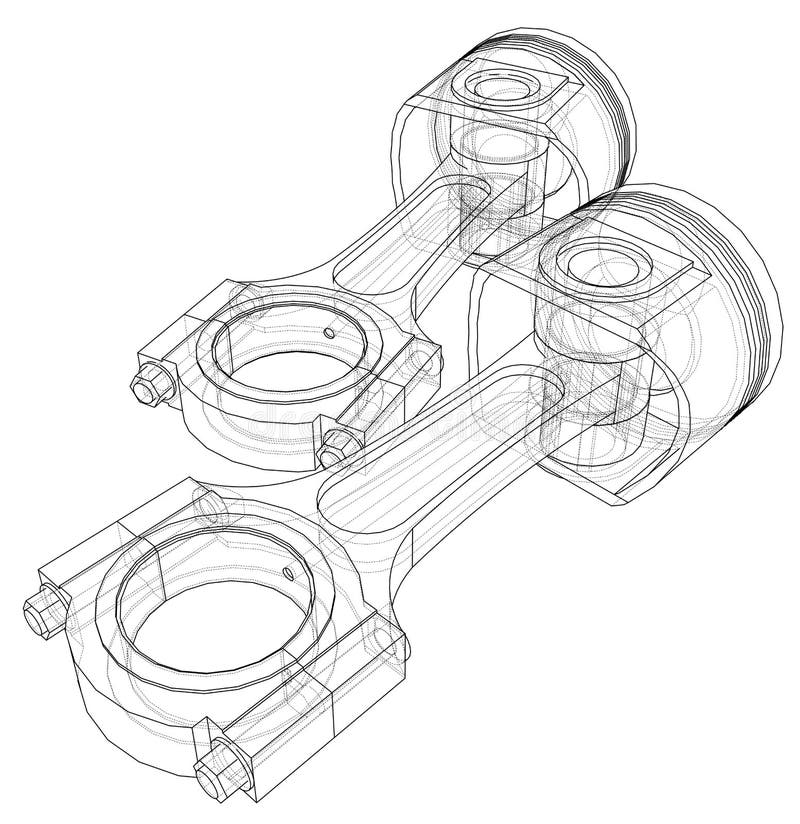 Sketch Of Piston. Vector Rendering Of 3d Stock Vector - Illustration of ...