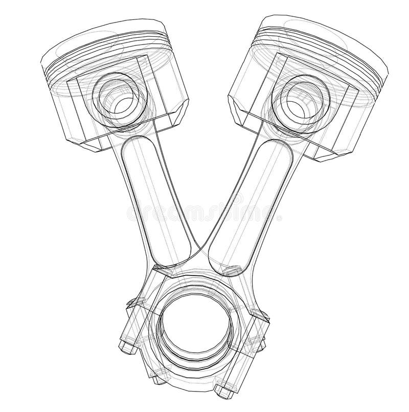 Sketch of Piston. Vector Rendering of 3d Stock Vector - Illustration of ...