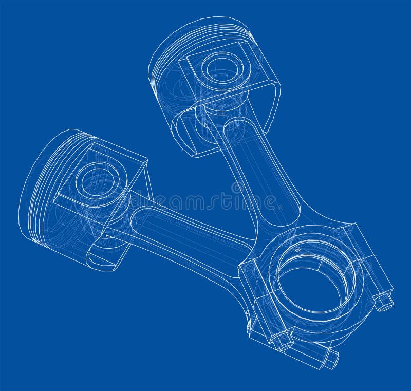 Sketch of Piston. Vector Rendering of 3d Stock Vector - Illustration of ...