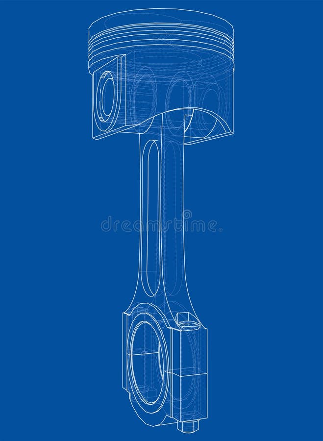 Sketch of Piston. Vector Rendering of 3d Stock Vector - Illustration of ...