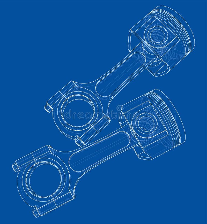 Sketch of Piston. Vector Rendering of 3d Stock Vector - Illustration of ...