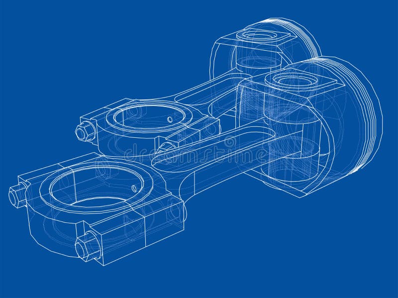 Sketch of Piston. Vector Rendering of 3d Stock Vector - Illustration of ...
