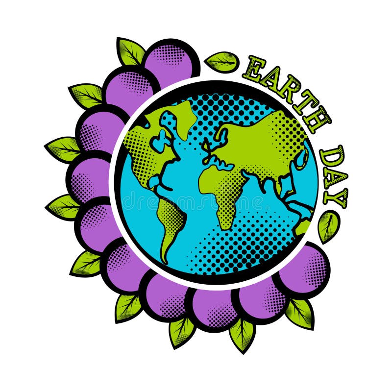 Sketch of Planet Earth on a Blossom Flower Stock Vector - Illustration ...