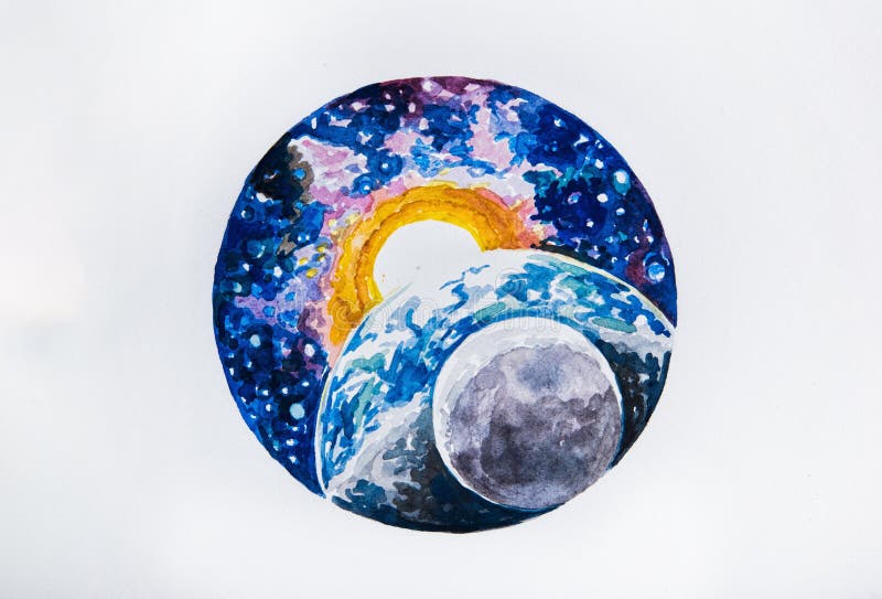 Sketch Planet Earth and Sun on a White Background. Stock Illustration ...