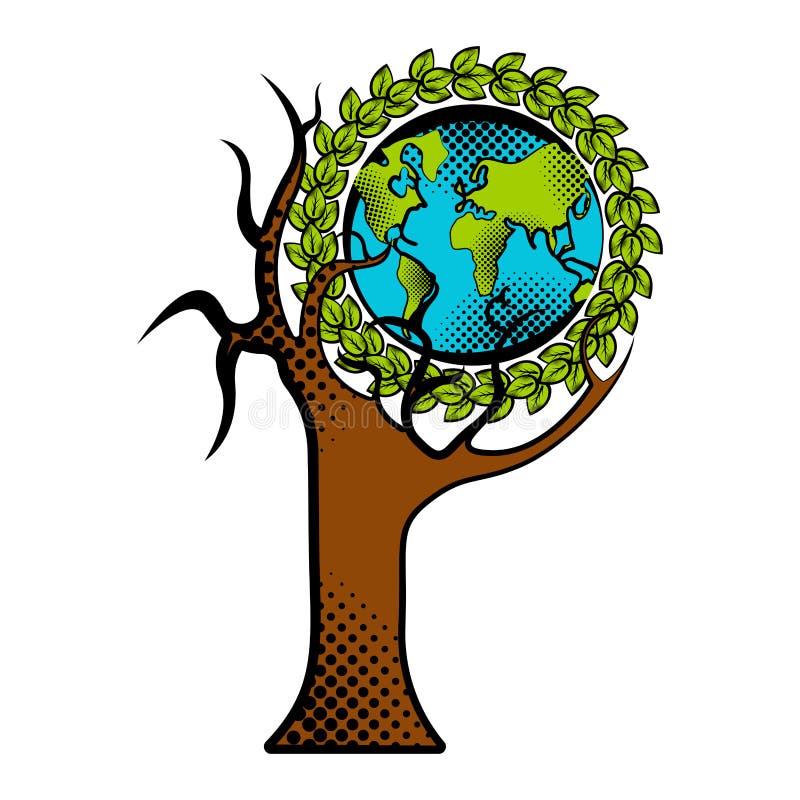 Earth with Tree Icons. Earth Day Stock Vector - Illustration of graphic ...