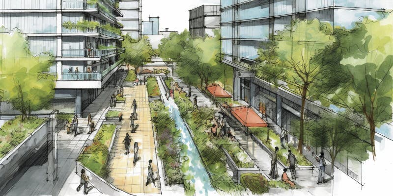 Sketch of the Planning of a Sustainable Residential Area. Ai Generated ...
