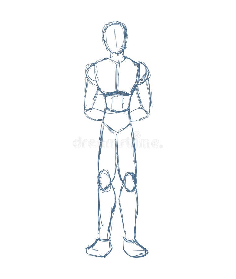 Sketch Pose Reference Body Man Draw Stock Vector - Illustration of ...